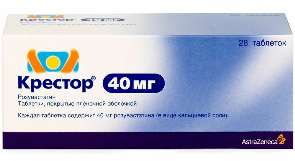 Крестор, таблетки, покрытые пленочной оболочкой 40 мг, 28 шт.