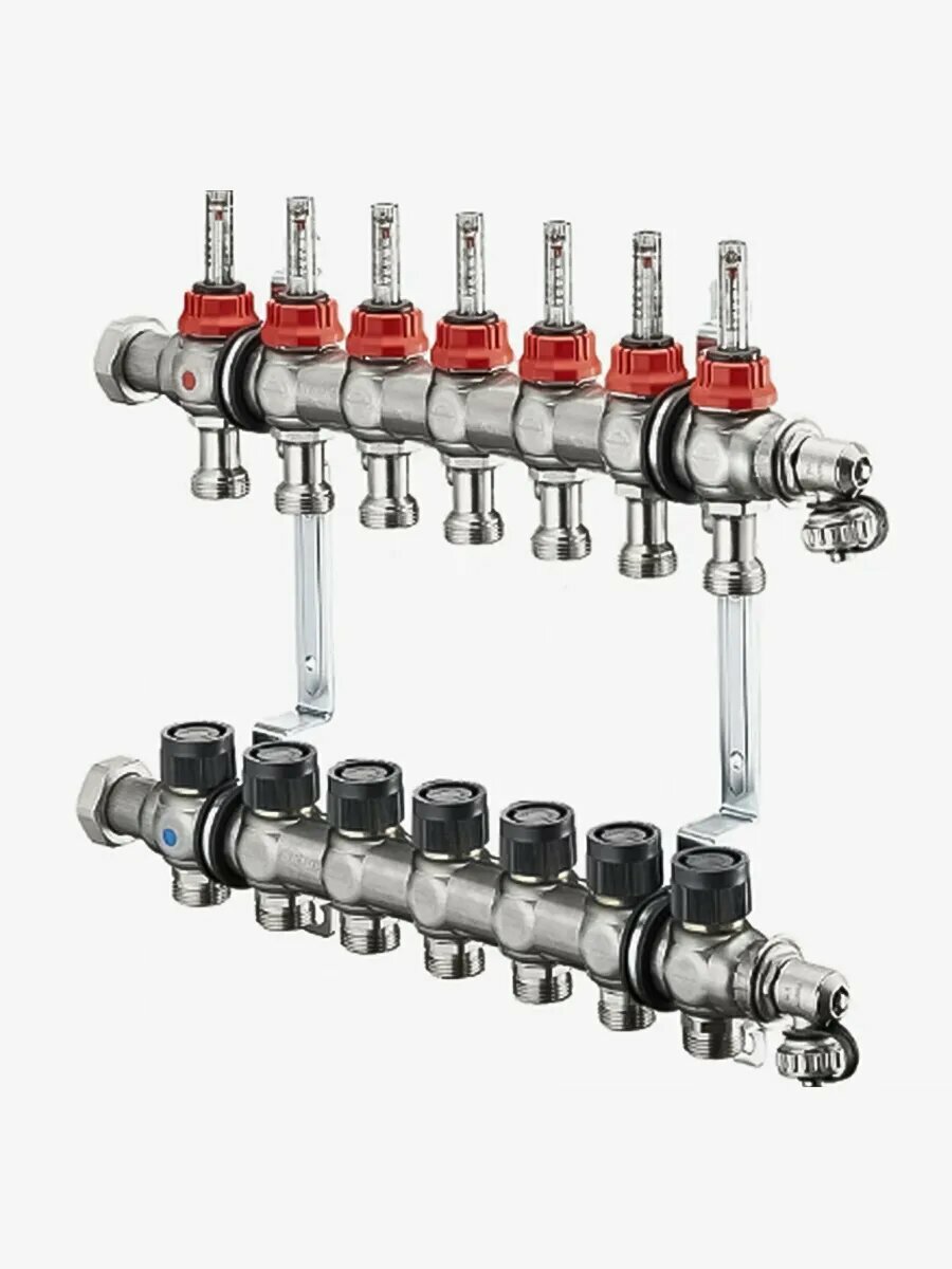 Гребенка распределительная OVENTROP Multidis SF, нержавеющая сталь, 7хG 3/4, с ротаметрами