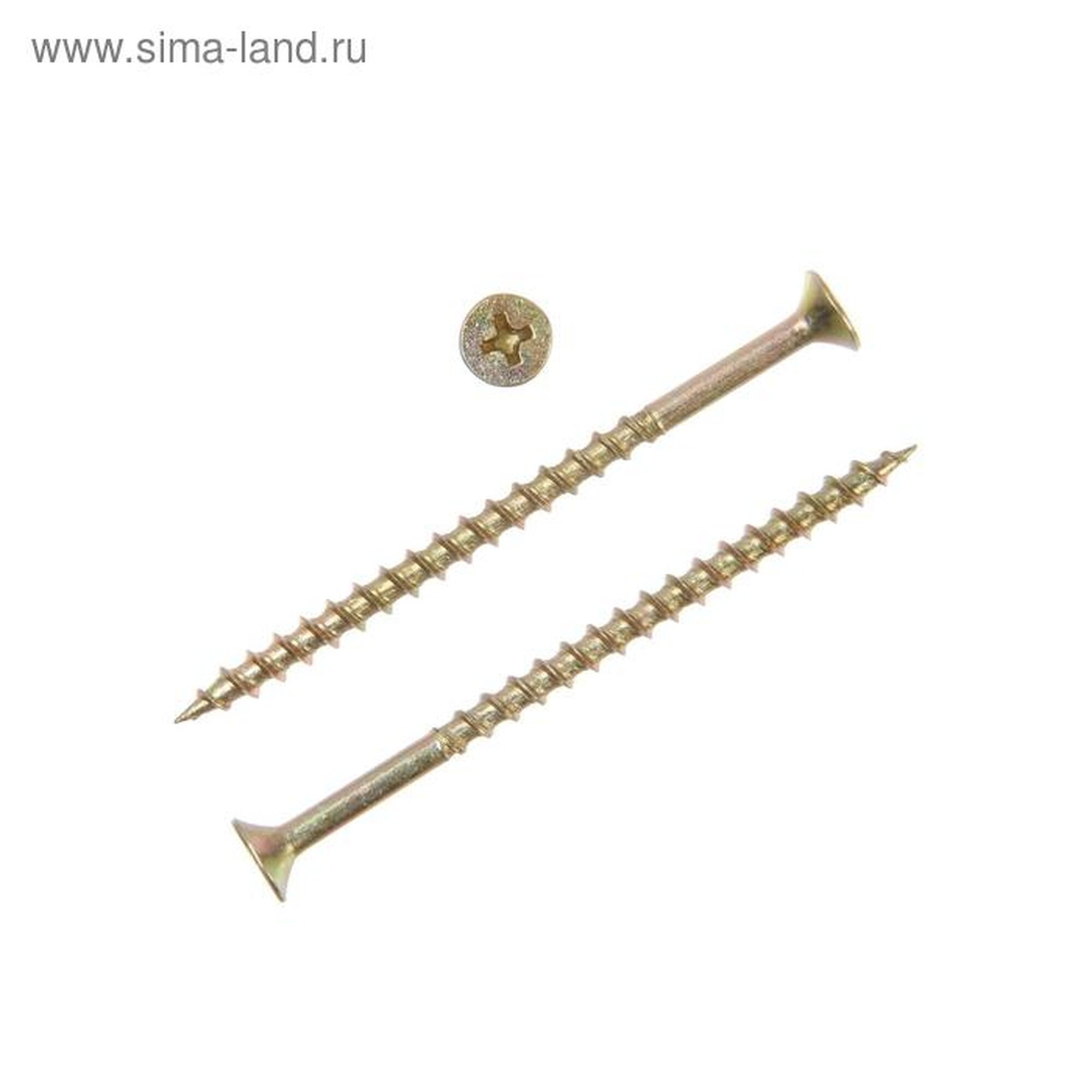 Саморез 4.2х70 мм тундра PREMIUM, потай, крупная резьба, шлиц PH, желтый цинк, 1 кг