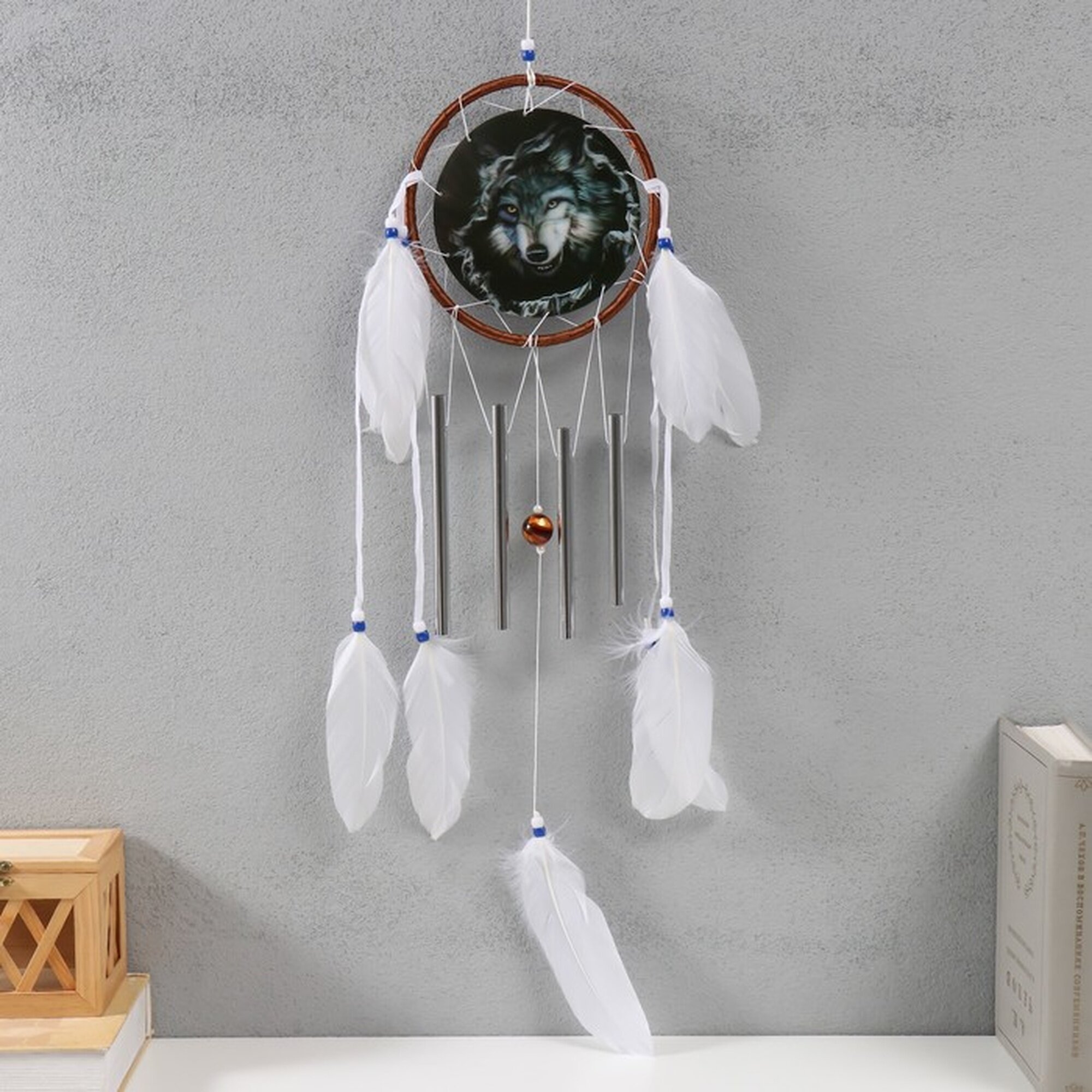 Ловец снов Сима-ленд "Волк", металл, текстиль, пластик, 70x15,7x2 см