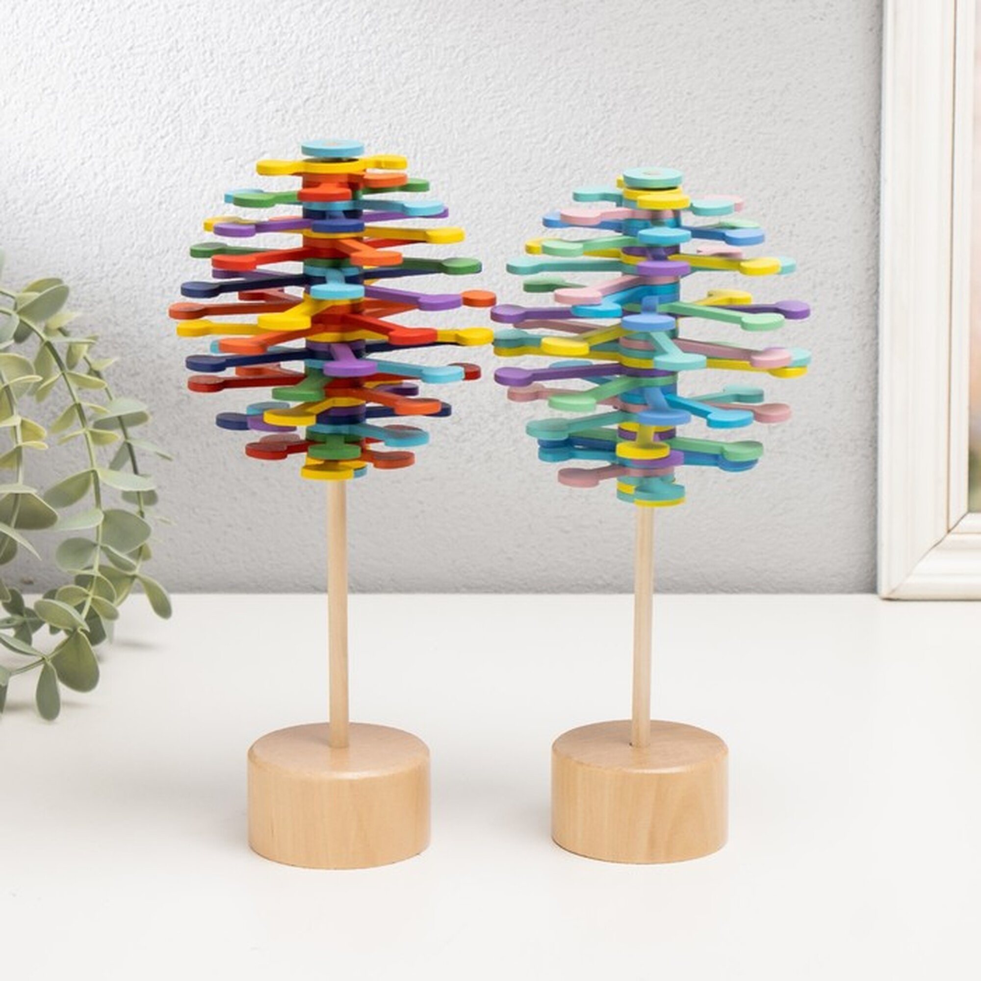 Фигурка-антистресс деревянная «Пушистое дерево», 10×10×21.5 см, микс