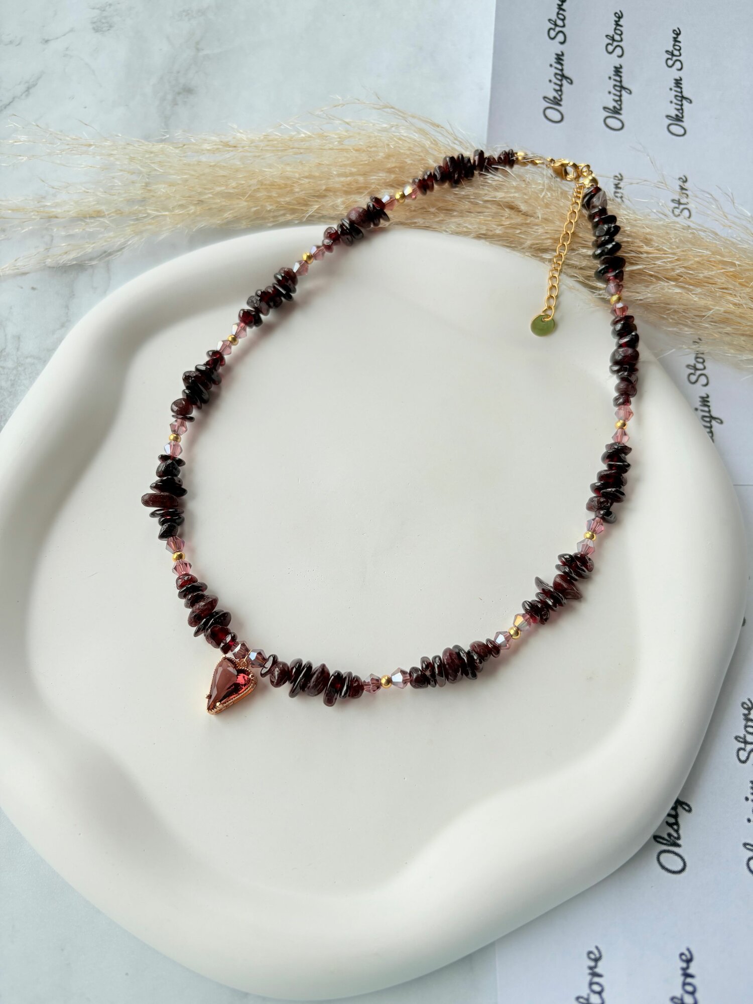 Чокер, стекло, гранат