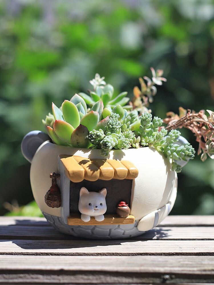 Кашпо из смолы в виде животных для суккулентов и небольших растений, стильный декор для дома и интерьера, оригинальный подарок