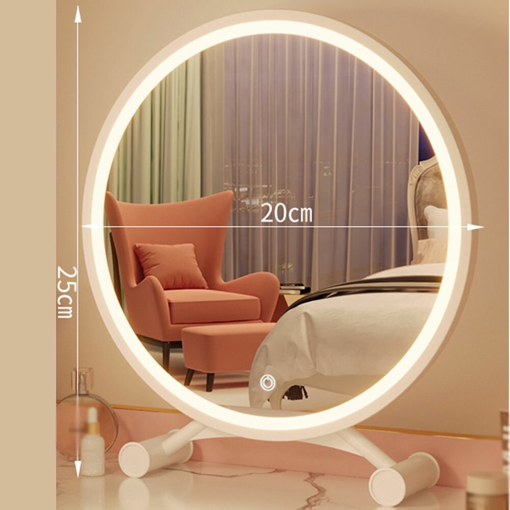 Зеркало для ванной, круглое, в пластиковой раме, белое, подходит для спальни и ванной комнаты, 25*20 см
