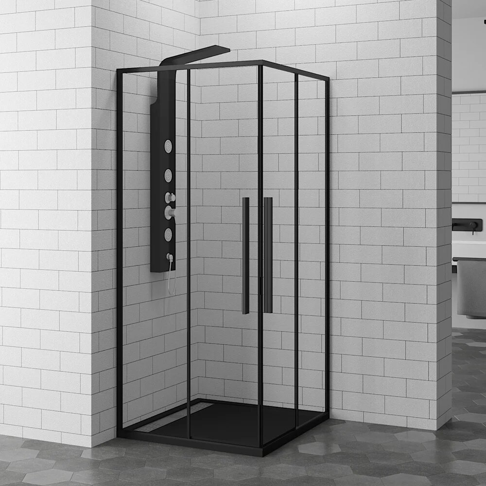 Душевой уголок RGW Stilvoll SV-31-B без поддона, черный, 80x80, квадратный, раздвижной, немецкий