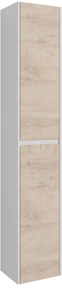 Шкаф-пенал для ванной Lemark Combi подвесной, напольный, 35 см, белый, светлое дерево, матовый, с дверками