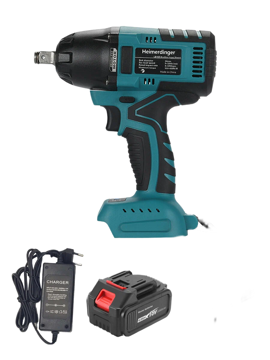 Бесщеточный аккумуляторный гайковерт Heimerdinger LB165, квадрат 1/2", 650 Нм, 1х4,0 Ач Li-Ion