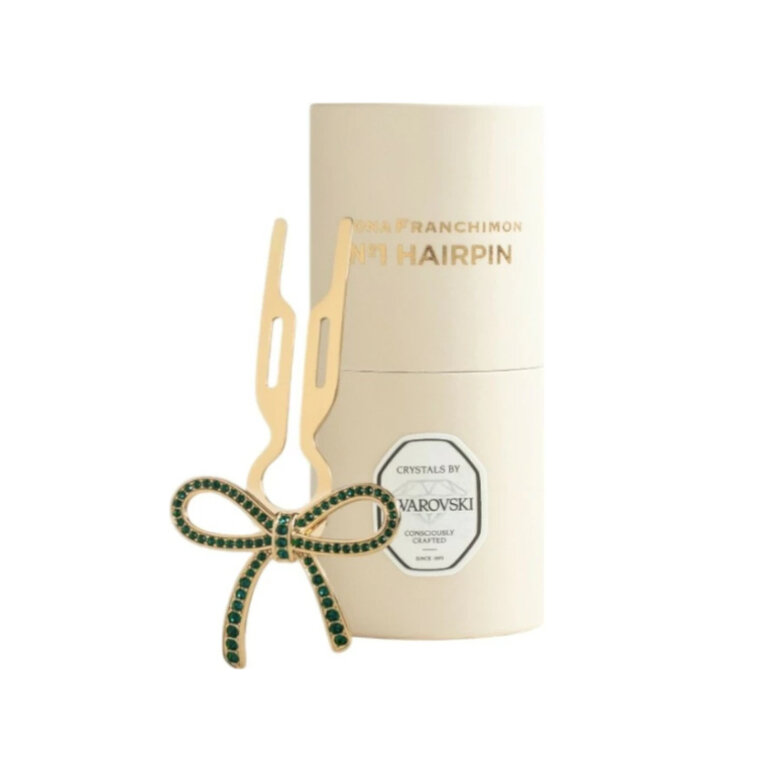 FIONA FRANCHIMON No1 HAIRPIN X Swarovski Emerald Green Yellow Gold Finish Шпилька Нидерланды 1 шт