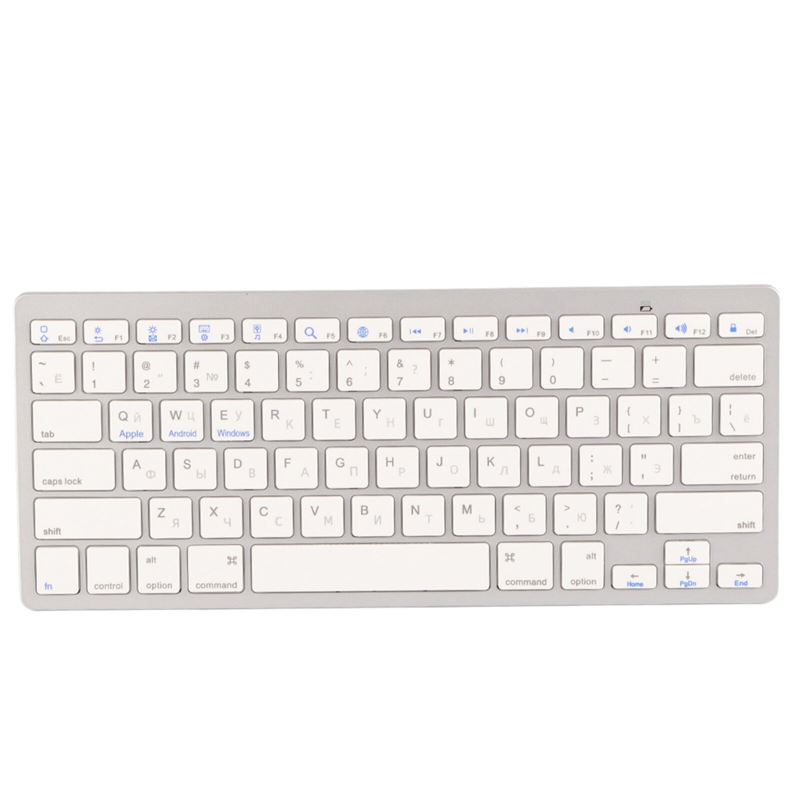 Easy Operation 6 Multimedia Keys Keyboard, Silver White Russian for Windows