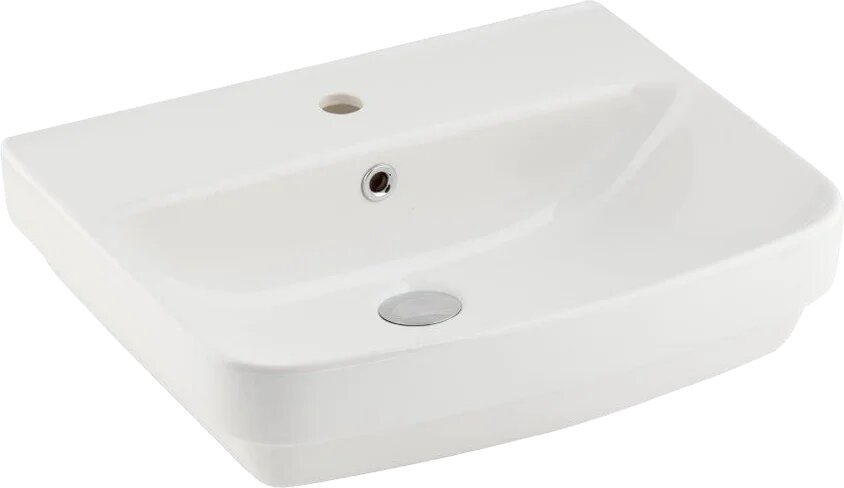 Мебельная раковина Seramiksan Bold 55 фаянсовая, раковина для ванной, белая, прямоугольная