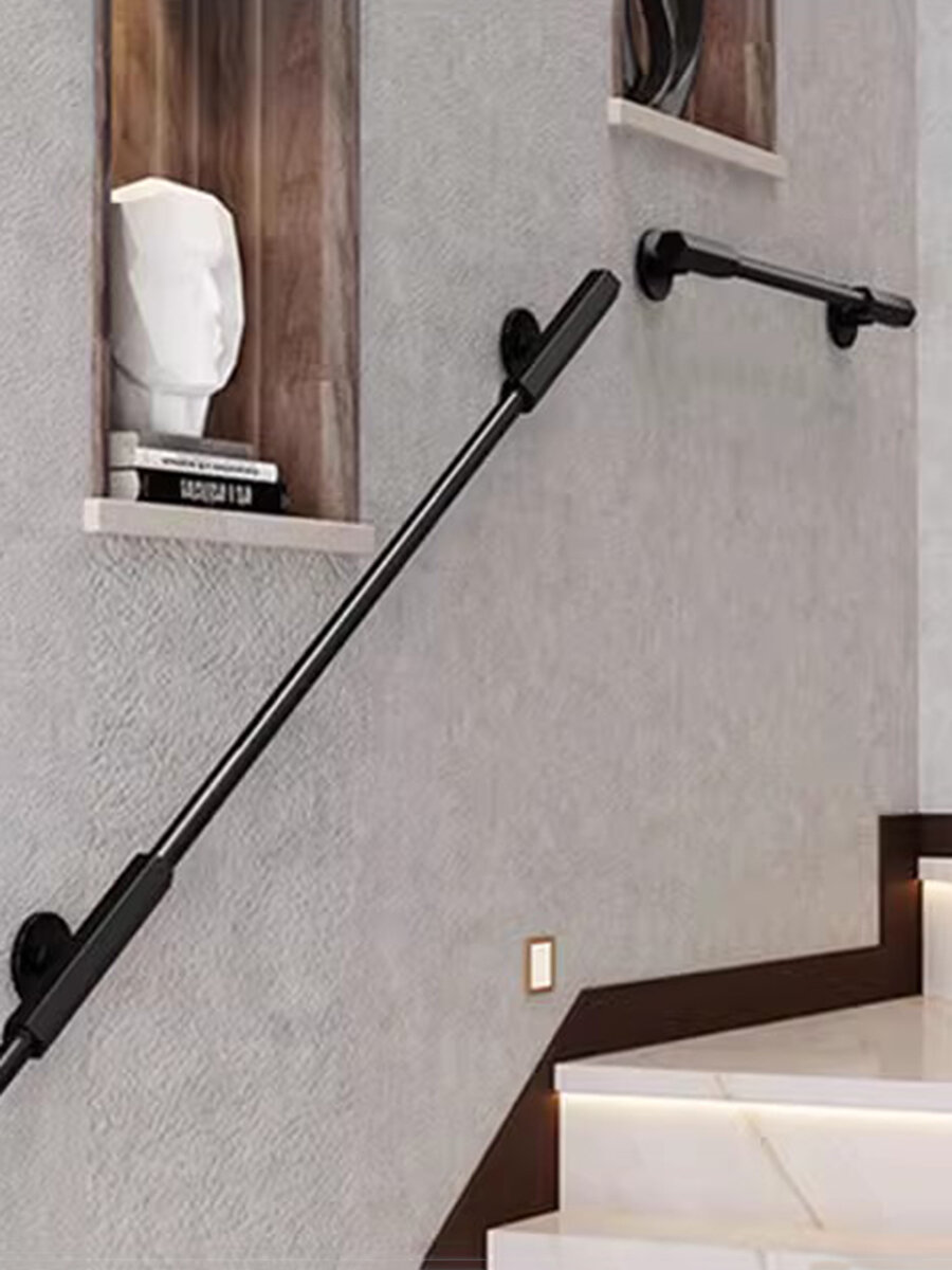 Поручень пристенный, лестницы перила, Чёрный, Изготовлено из кованого железа, Для коридоры, мансарды