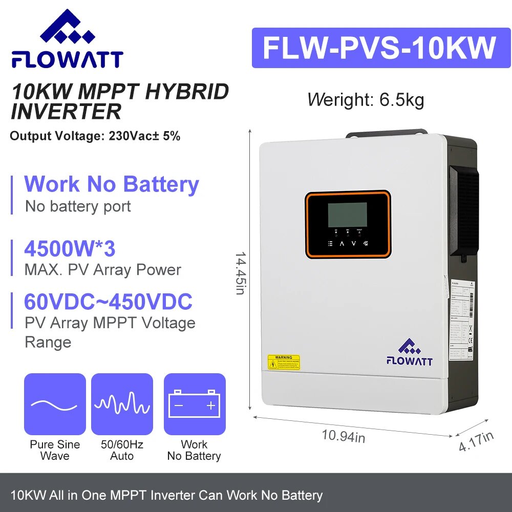 FLOWATT FLW-PVS-10KW Гибридный солнечный инвертор 10 кВт 10KW No WIFI