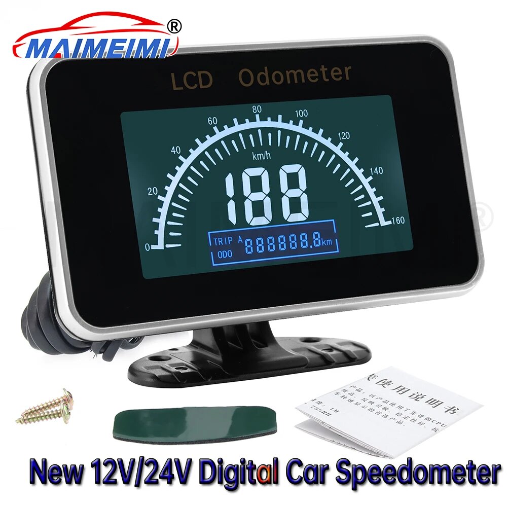 12 В/24 В цифровой автомобильный спидометр одометр ЖК-дисплей TRIP ЖК-метр индикатор для автомобиля грузовик 12/24 В, 2 IN 1