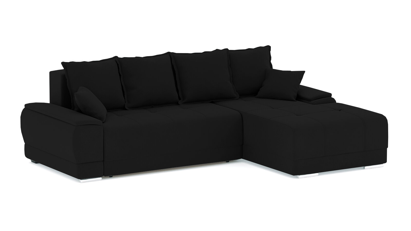 Угловой диван-кровать Nordviks Мини, еврокнижка, угол левый/правый, велюр Зара Блэк 37