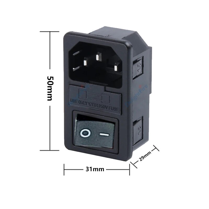 Розетка перекидная DelightFire C13/C14, 250В, 10А, Black