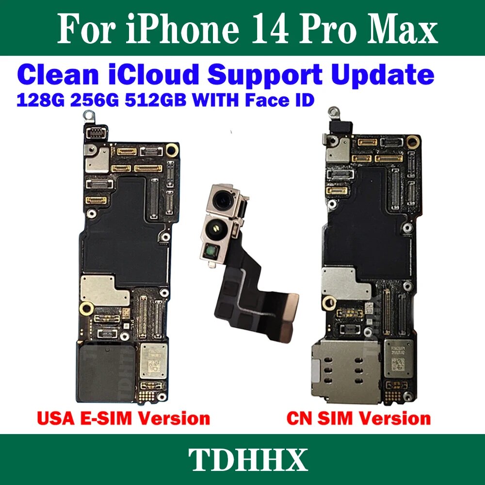 Материнская плата E-SIM Clean ICloud для IPhone 14 с лицевым идентификатором, материнская плата с полным чипом, протестированная материнская плата, рабочая замена пластины 14 Pro 14Plus-128GWIthface