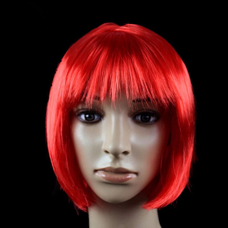Синтетический парик боб разноцветный Красный, red