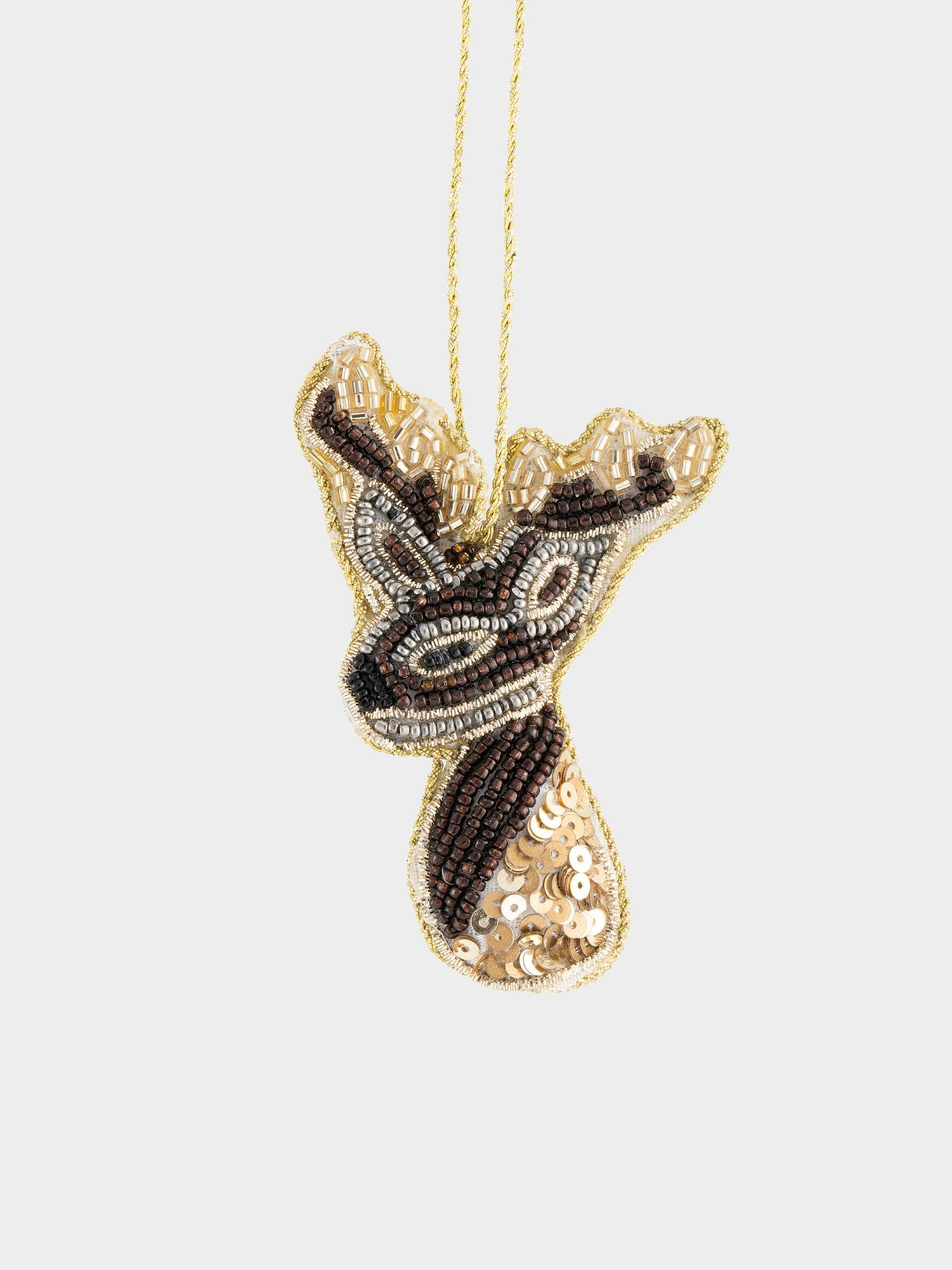 Игрушка елочная, 10 см, бисер/полифилл, бронзовая, Олень, New year (Anna Lafarg)