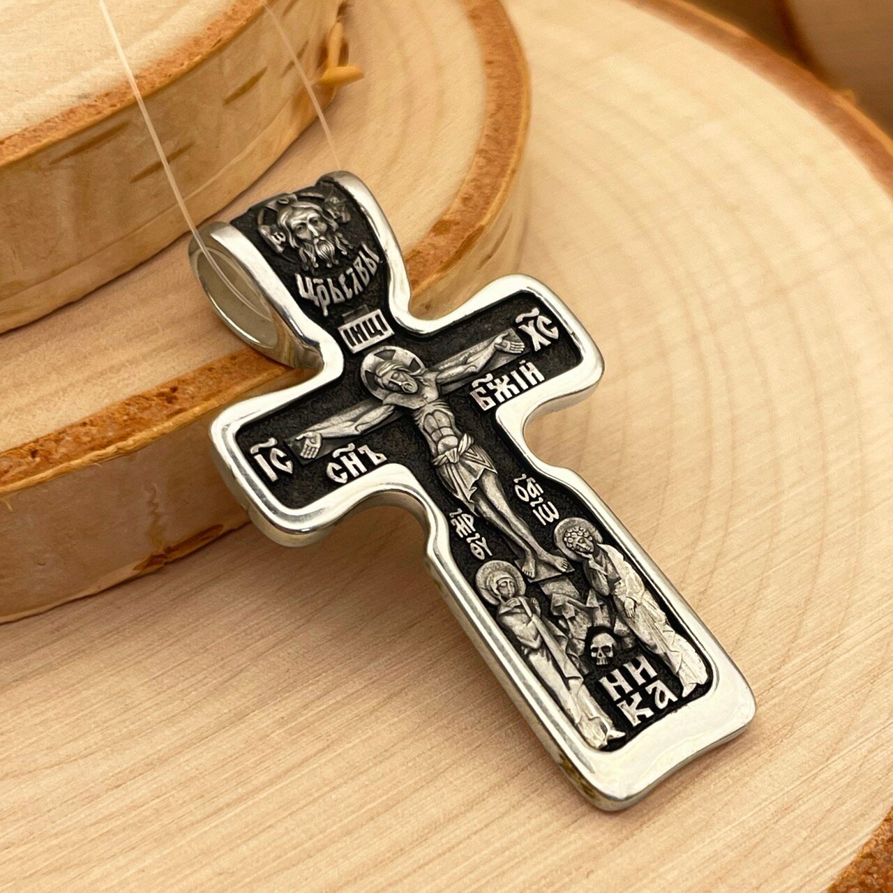 Крестик Русские Мастерские, серебро, 925 проба, чернение, оксидирование