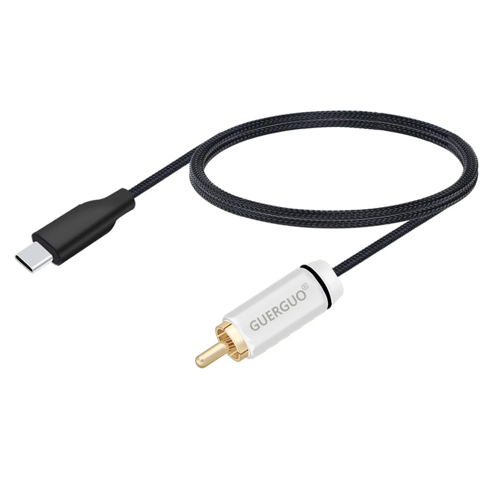 GuerGuo USB C к RCA аудиокабель YP21+N1012-BK-BK White-Black, 1M
