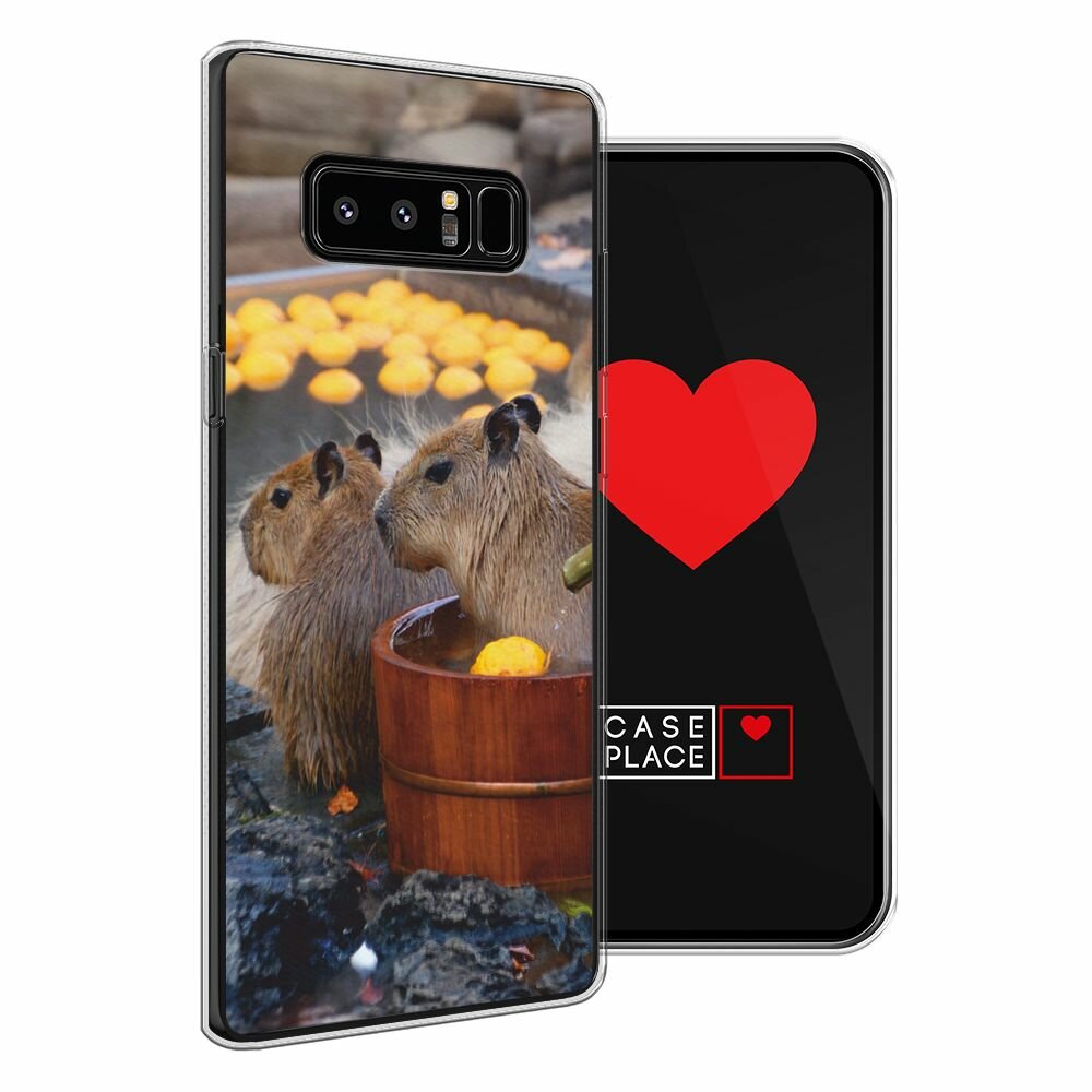 Чехол на Samsung Galaxy Note 8 / Самсунг Галакси Нот 8 с принтом "Капибары отмокают" — фото 1