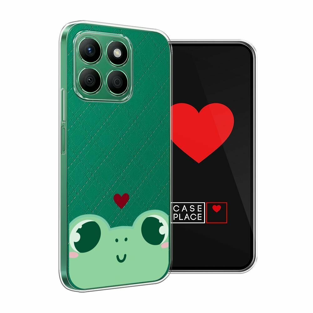 Чехол на Honor X8B / Хонор X8B с принтом "Влюблённая лягушка - 14 февраля", прозрачный — фото 1