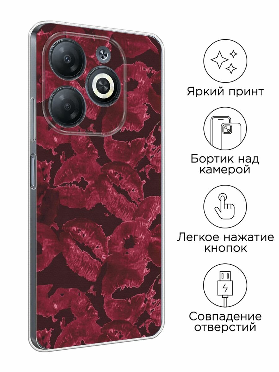 Чехол на Infinix Smart 8 Plus / Инфиникс Смарт 8 Плюс с принтом Помада паттерн 1 — фото 1