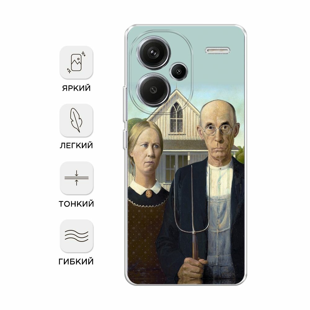 Чехол на Xiaomi Redmi Note 13 Pro+ / Сяоми Редми Нот 13 Про + с принтом Американская готика — фото 1