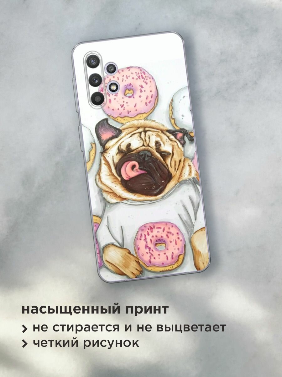 Чехол на Samsung Galaxy A32 / Самсунг Галакси А32 с принтом "Счастливый мопс" — фото 1