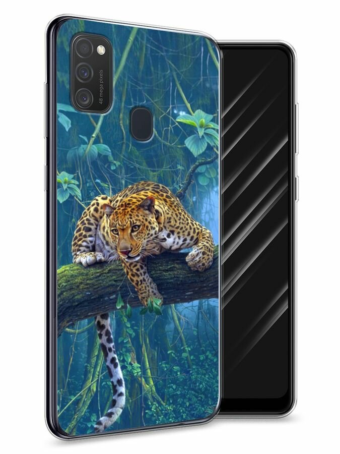 Чехол на Samsung Galaxy M21/M30s / Самсунг Галакси М21/M30s с принтом "Леопард охотник"