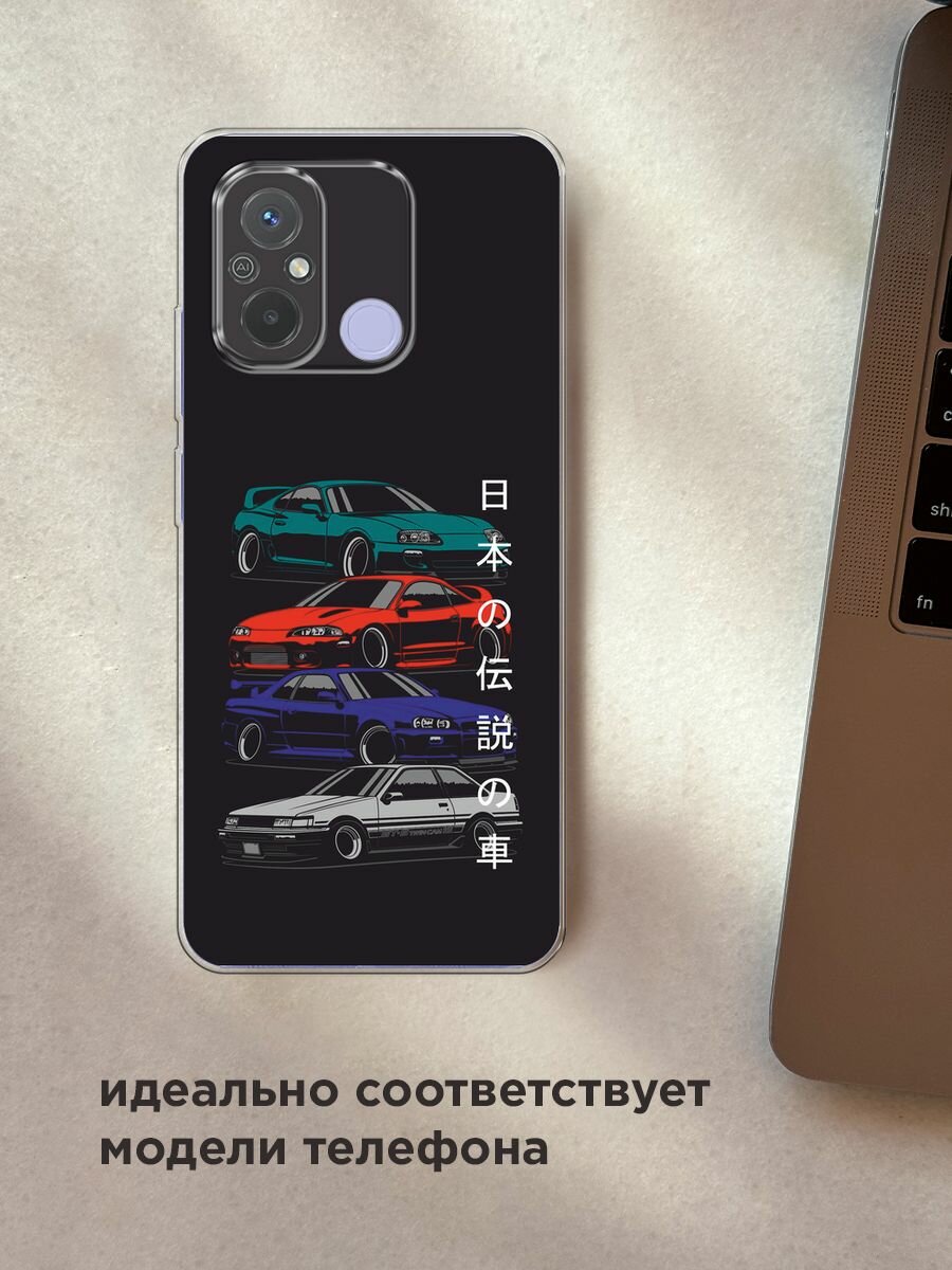 Чехол на Xiaomi Redmi 12C/Poco C55 / Редми 12C/Поко С55 с принтом "JDM Legend cars" — фото 1