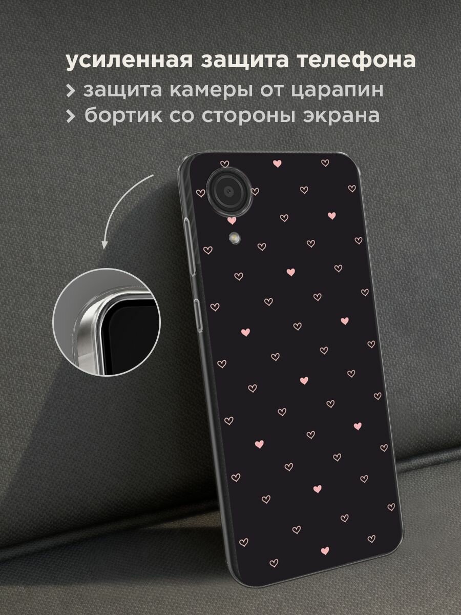 Чехол на Samsung Galaxy A03 Core / Самсунг Галакси А03 Core с принтом "Черный фон и сердечки" — фото 1