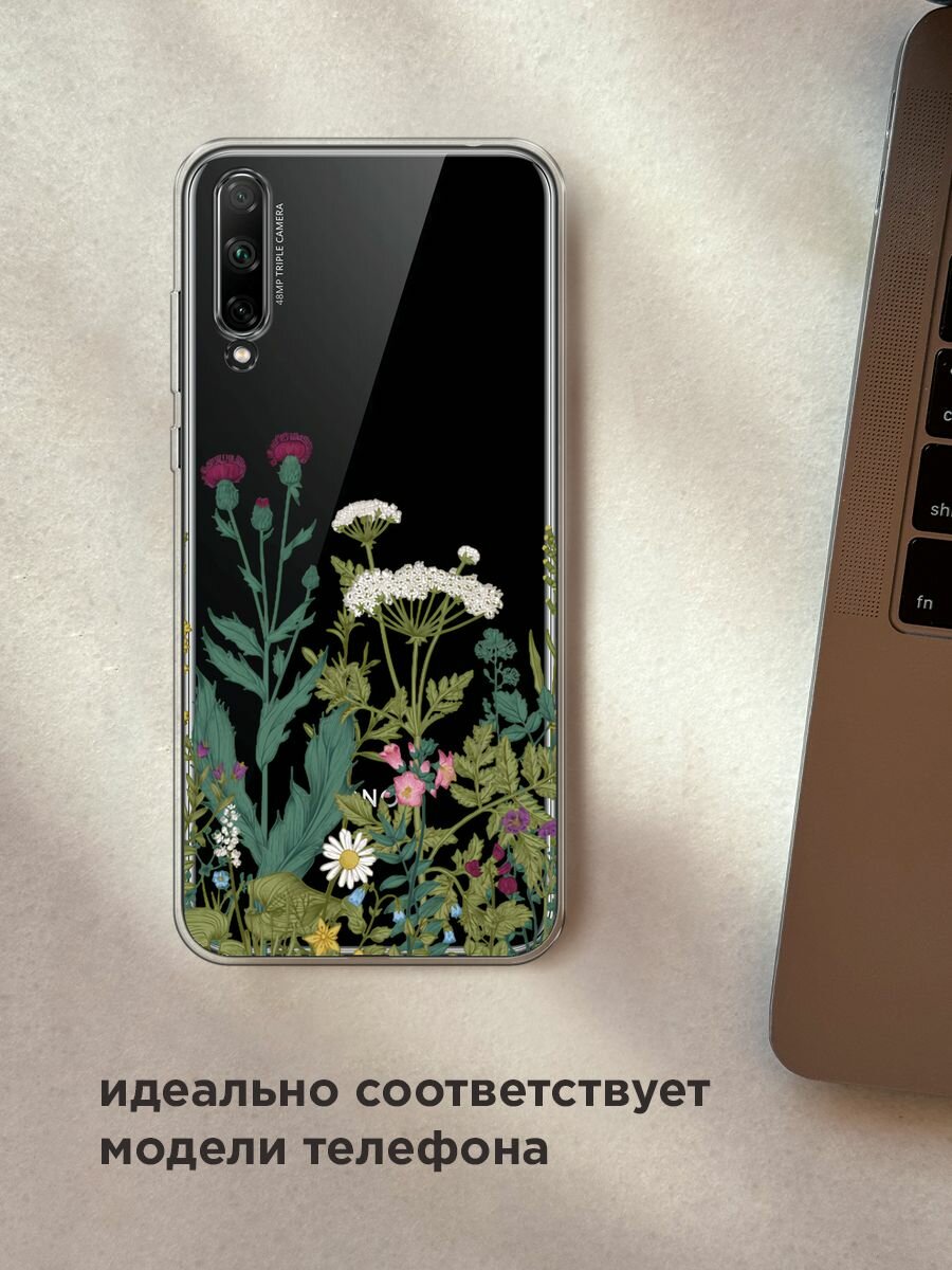 Чехол на Honor 30i / Хонор 30i с принтом "Дикие полевые цветы", прозрачный — фото 1