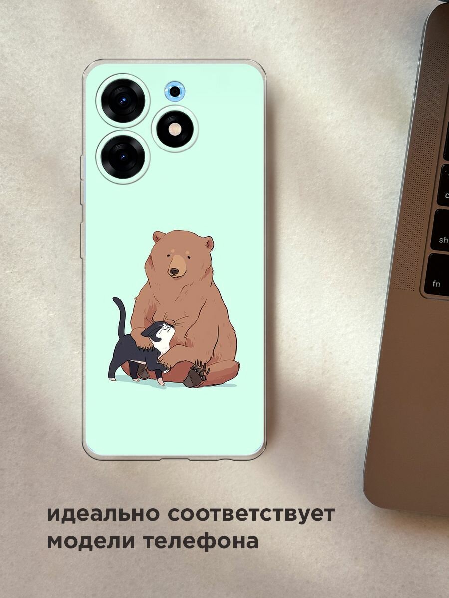 Чехол на Tecno Spark 10 Pro / Текно Спарк 10 Про с принтом "Медведь и кошка дружба" — фото 1