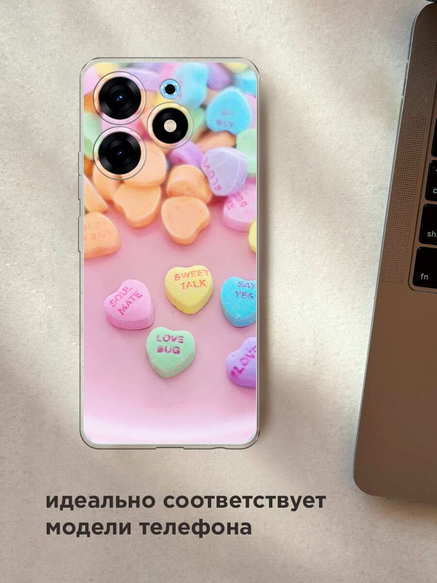 Чехол на Tecno Spark 10 Pro / Текно Спарк 10 Про с принтом "Конфетки сердечки 2" — фото 1