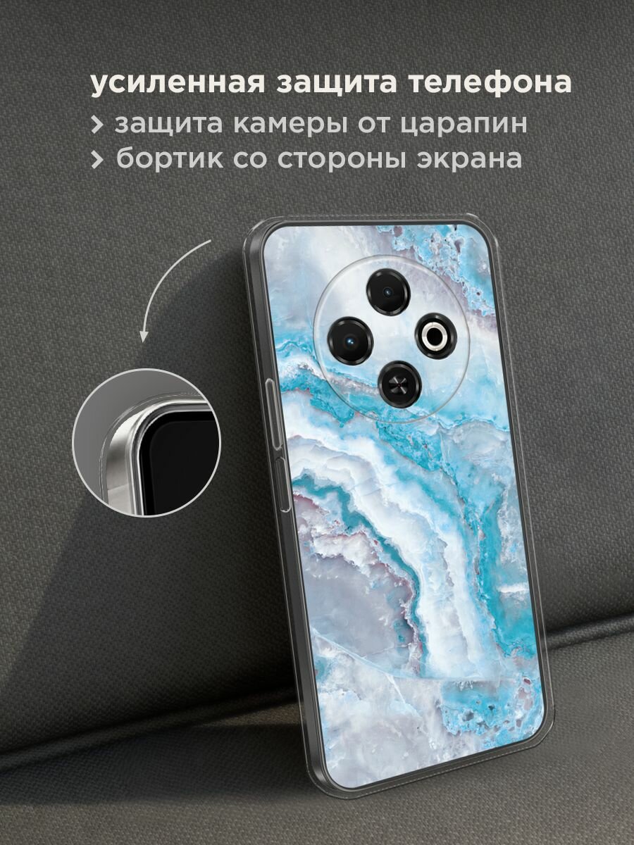 Чехол на Tecno Spark 30C / Текно Спарк 30C с принтом "Нежно-голубой мрамор" — фото 1