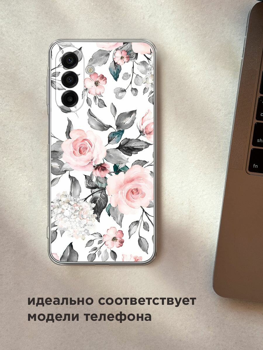 Чехол на Samsung Galaxy A17 / Самсунг А17 с принтом "Розы на белом" — фото 1