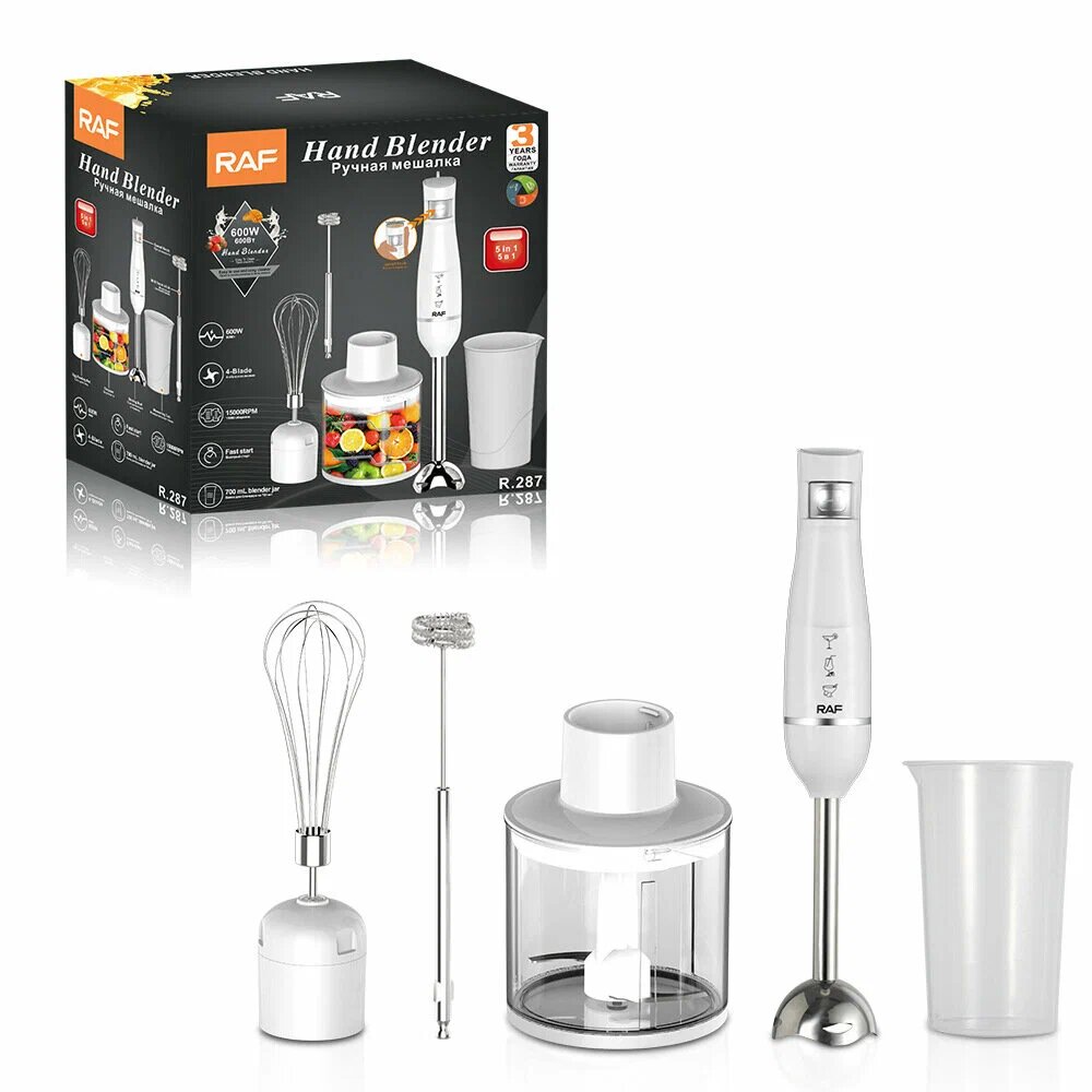 Блендер RAF R287 EU, пластиковый кувшин, 600Вт, импульсный режим, турборежим