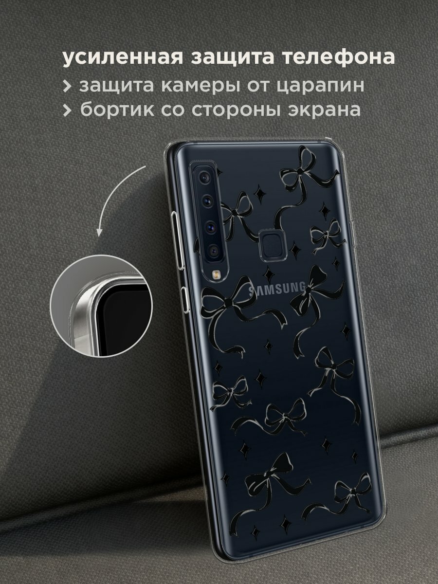 Чехол на Samsung Galaxy A9 2018 / Самсунг Галакси А9 2018 с принтом "Милые чёрные бантики 4" — фото 1