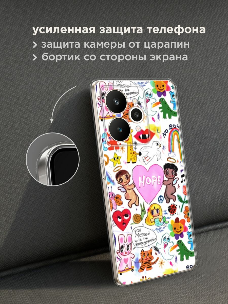 Силиконовый чехол на Realme 15 / Реалми 15 с принтом "Милые рисунки" — фото 1