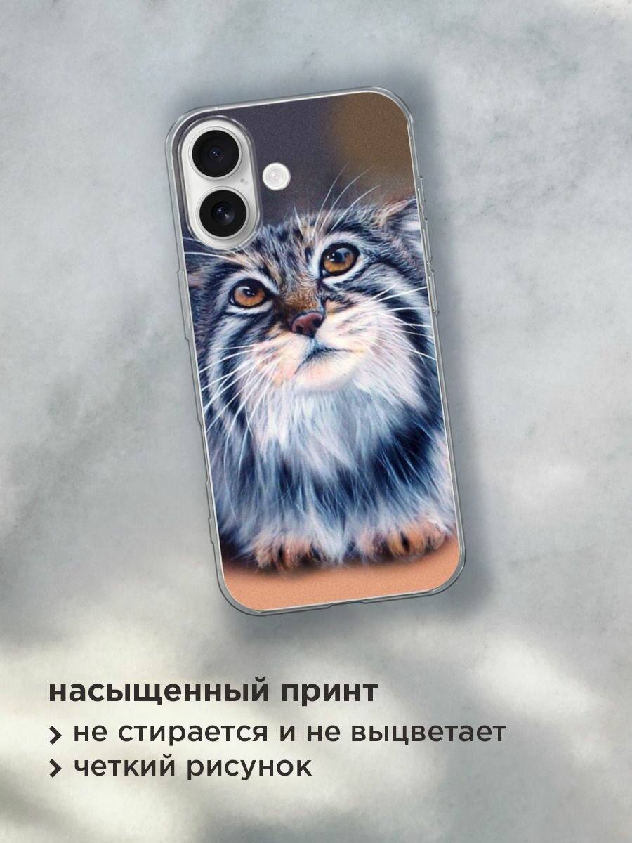 Силиконовый чехол на Apple iPhone 17 / Айфон 17 с принтом "Кот манул 2" — фото 1