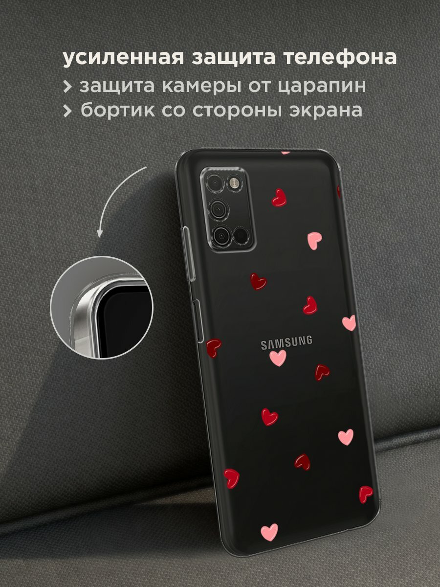 Чехол на Samsung Galaxy A03S / Самсунг Галакси A03S с принтом "Бордовые сердечки 2" — фото 1
