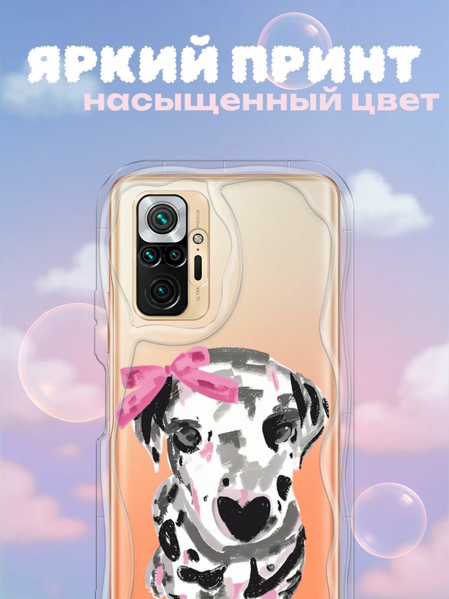 Чехол на Xiaomi Redmi Note 10 Pro / Редми Нот 10 Про с принтом "Далматинец с бантиком 3" — фото 1