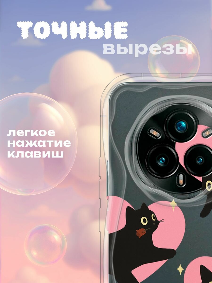 Чехол на Realme 14 Pro / Реалми 14 Про с принтом "Котики с розой" — фото 1
