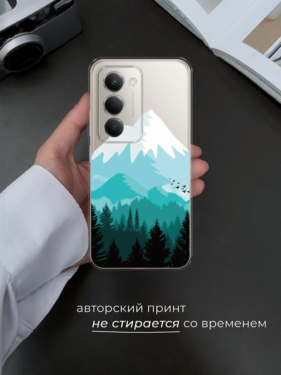 Чехол на Xiaomi Redmi 15 / Сяоми Редми 15 с принтом "Синяя снежная гора", прозрачный — фото 1
