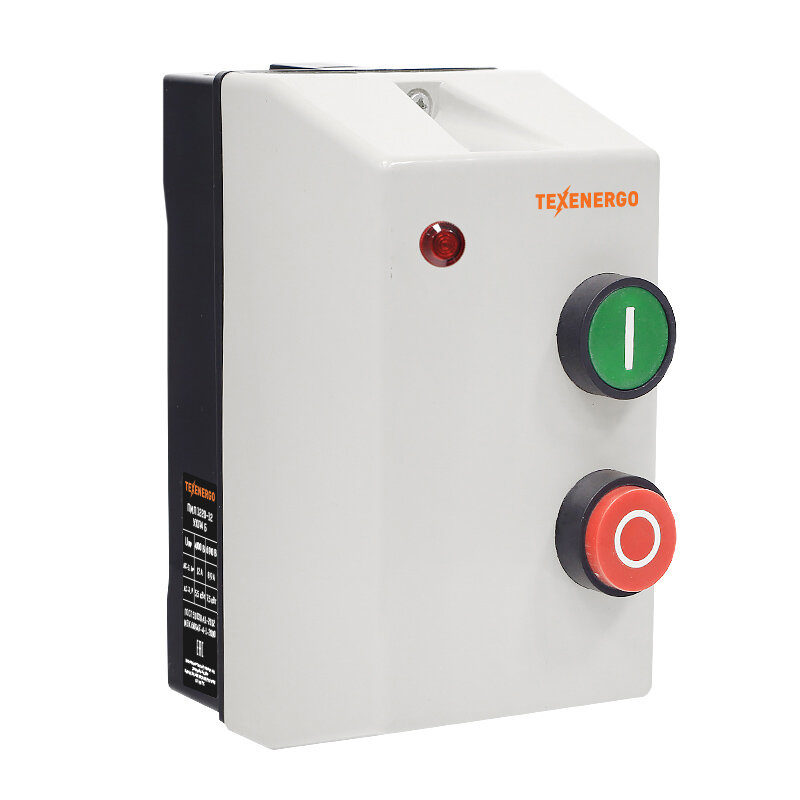 Пускатель Texenergo ПМЛ, 1 но, 690 В, 12 A, IP54, с тепловым реле, с кнопками, сигнальная лампа