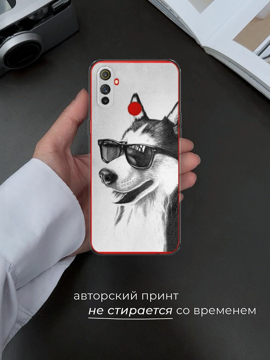 Силиконовый чехол на Realme C3 / Реалми C3 с принтом "Крутой Хаске" — фото 1