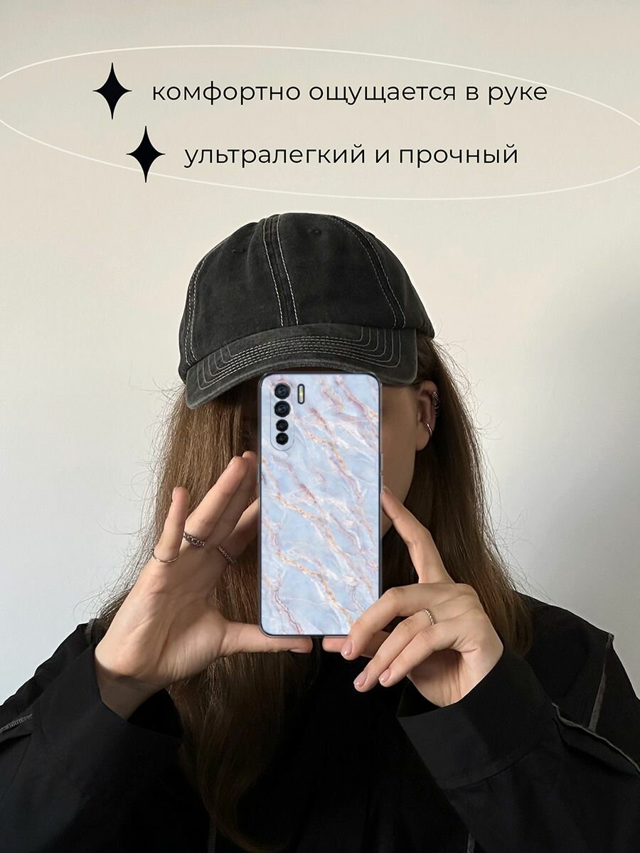 Чехол на Oppo A91/Reno 3 / Оппо A91/Рено 3 с принтом "Сиреневый мрамор" — фото 1