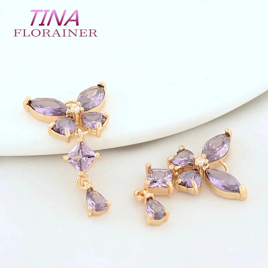 Серьги бабочки Florainer Tina, сиреневый, 4шт