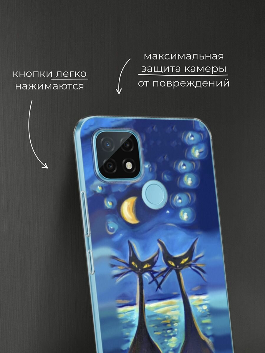Чехол на Realme C21 / Реалми С21 с принтом "Влюбленные котики 7" — фото 1